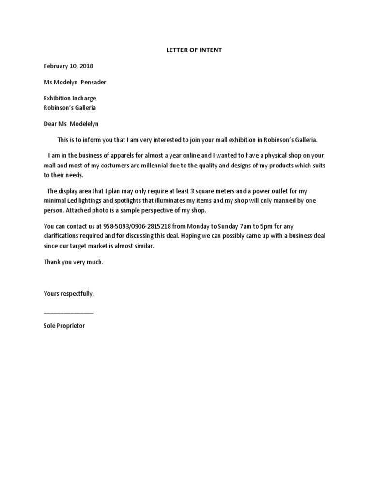 Letter of Intent | PDF