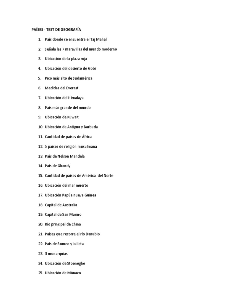 Países Test | PDF