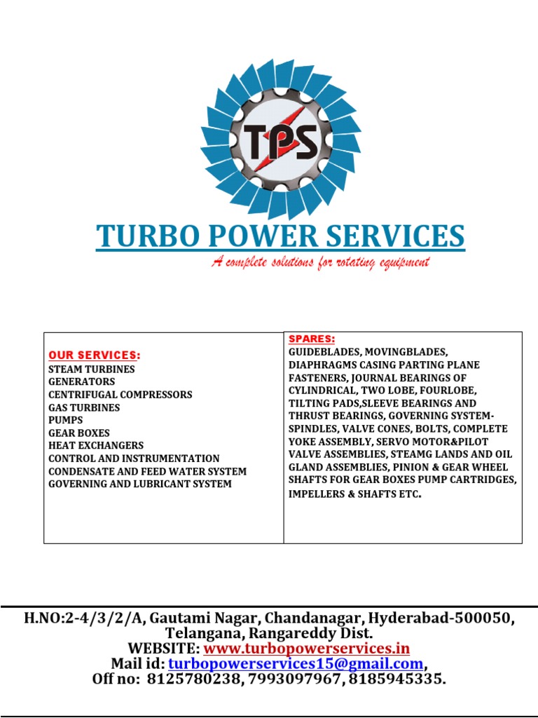 Turbo Power Services: Rotating Equipment Solutions | PDF | Turbocharger ...