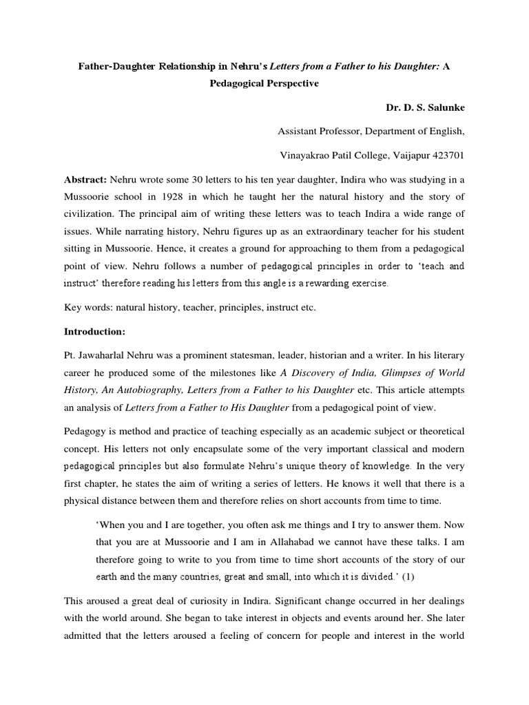 Nehru S Letters From A Father | PDF | Jawaharlal Nehru | Pedagogy