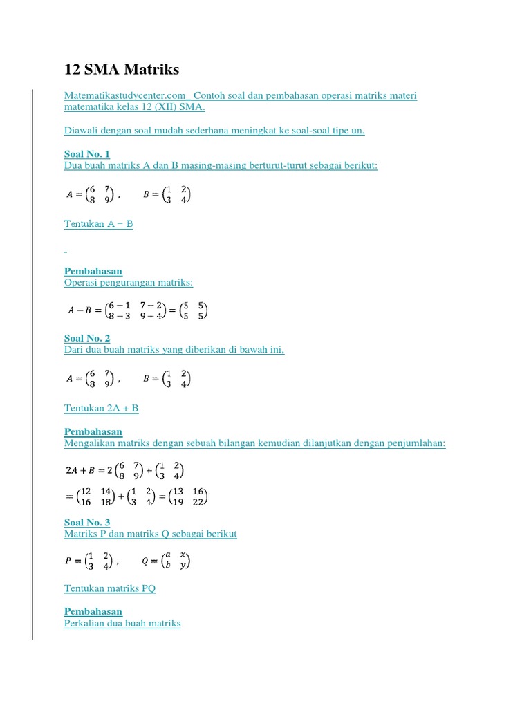 Contoh Soal MTK | PDF