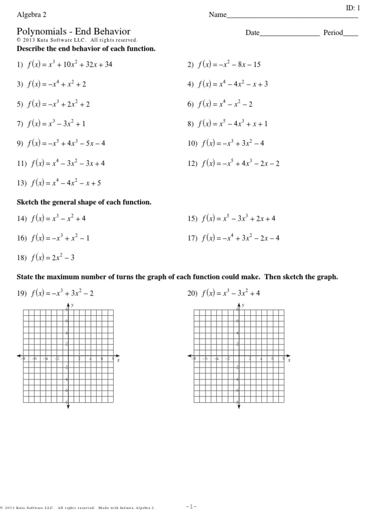 Algebra 2 - Polynomials - End Behavior | PDF | Maxima And Minima ...