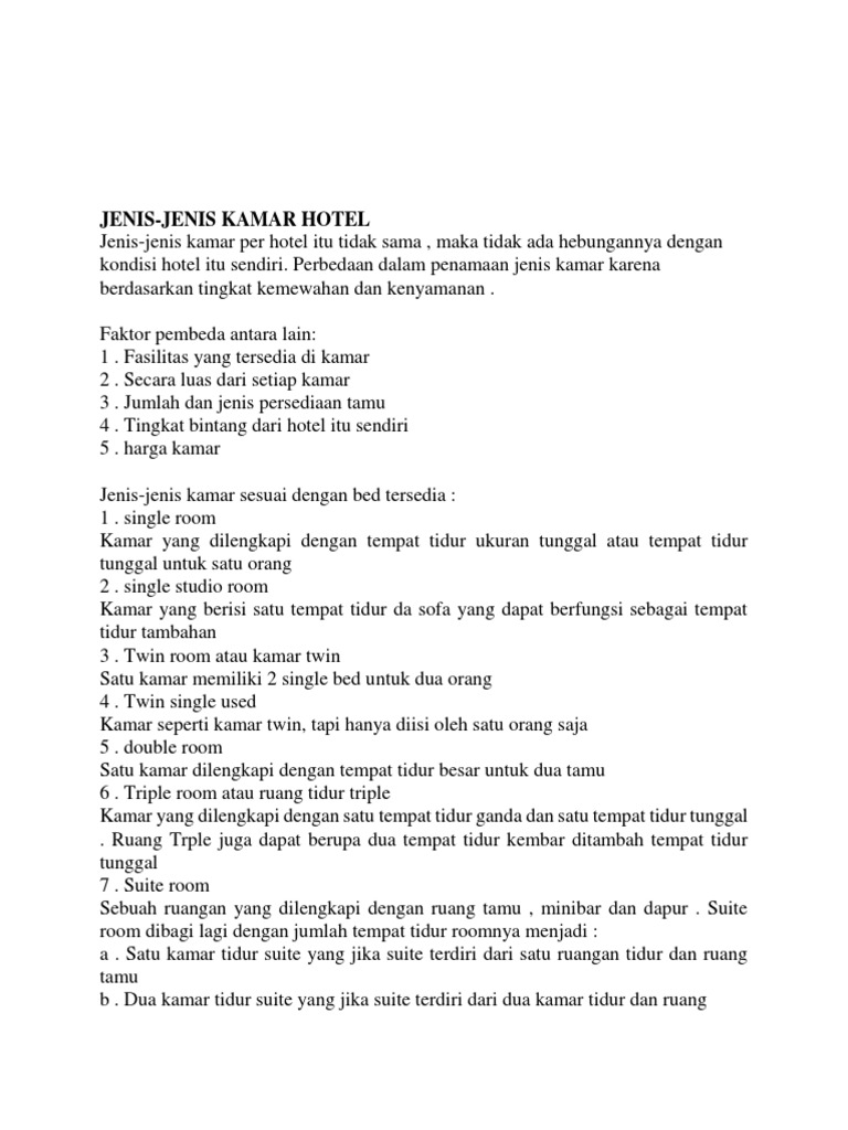 Jenis Jenis Kamar | PDF | Griya & Taman