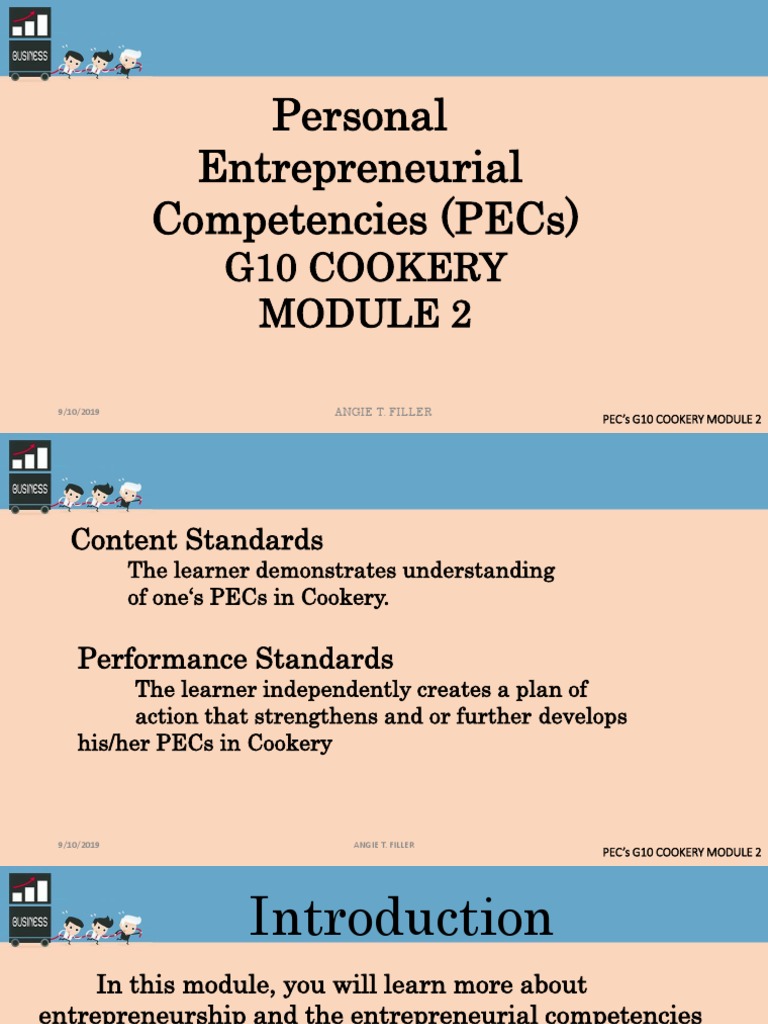 Pec's g10 Cookery Module | PDF | Entrepreneurship | Learning