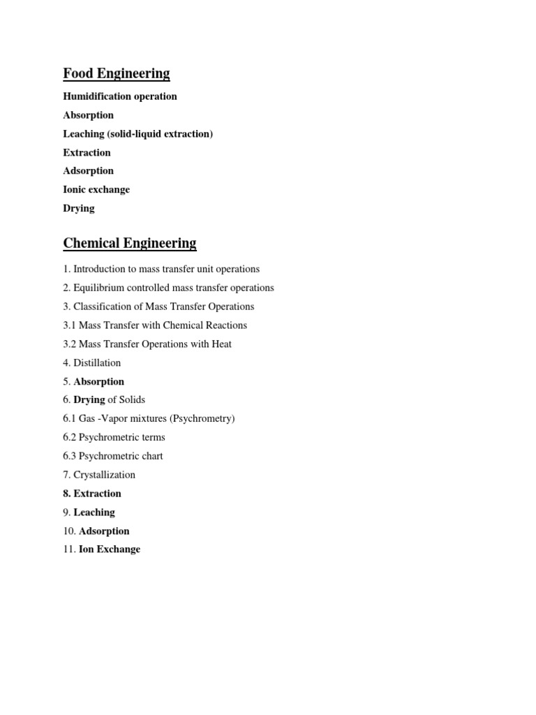 Mass Transfer Unit Operations in Food Processing | PDF
