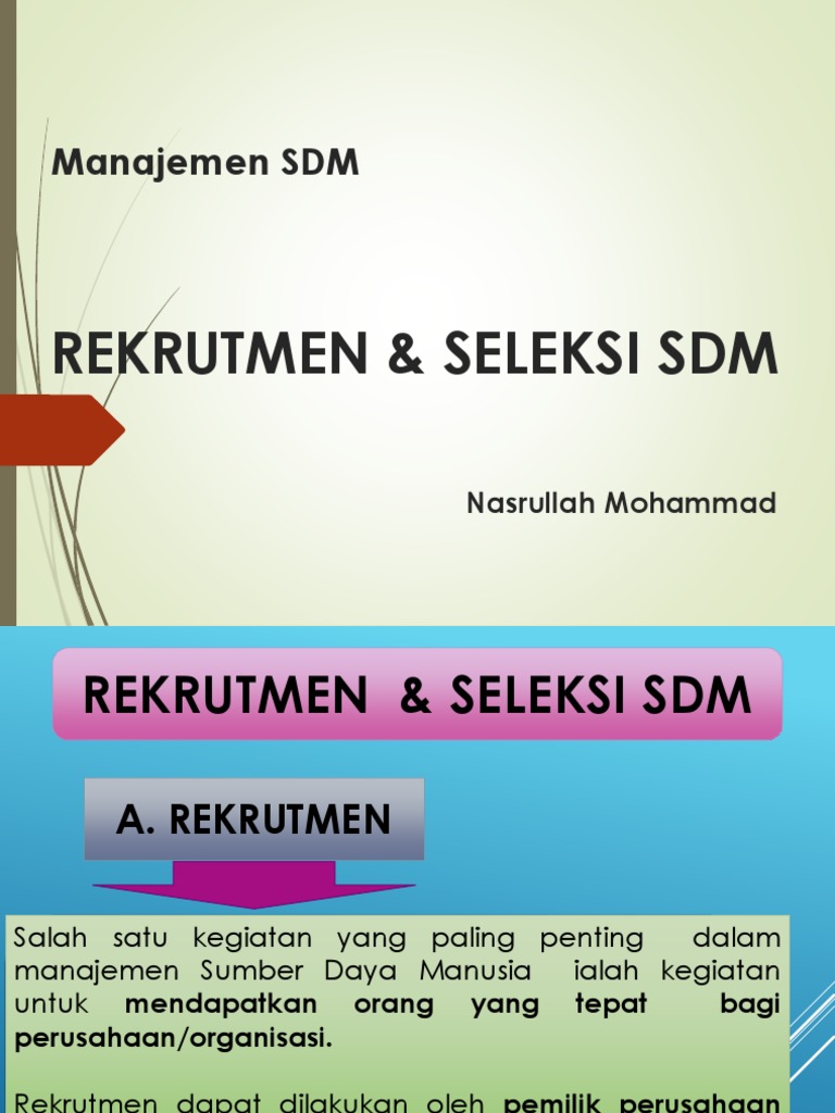 Rekrutmen Dan Seleksi SDM | PDF | Karier & Perkembangan | Bisnis