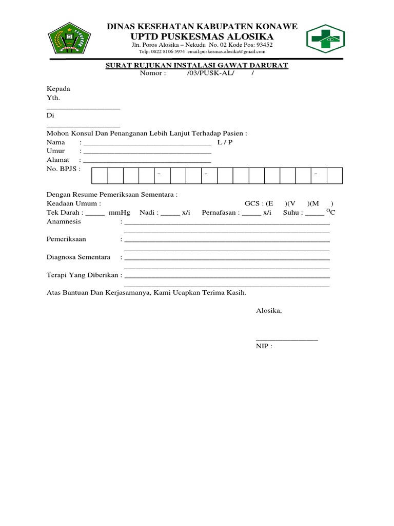 Form Rujukan Ugd | PDF