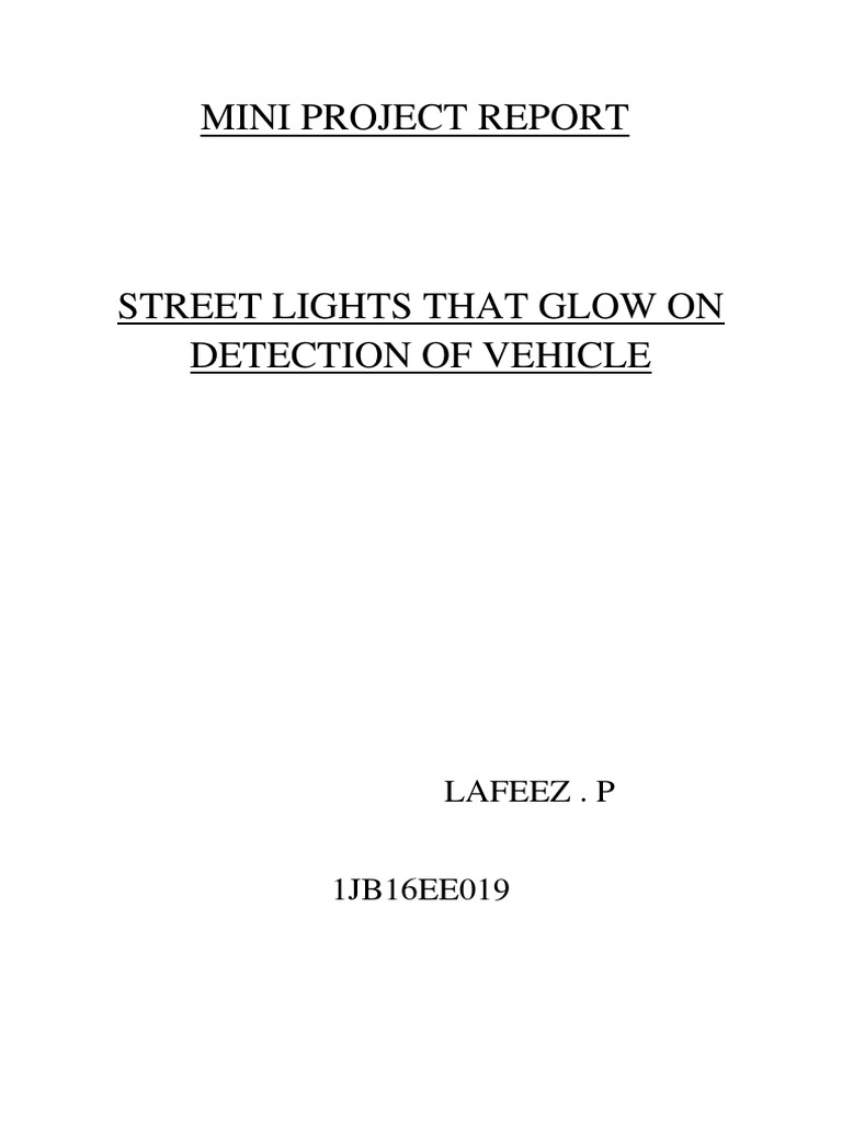 Mini Project Report | PDF | Infrared | Street Light