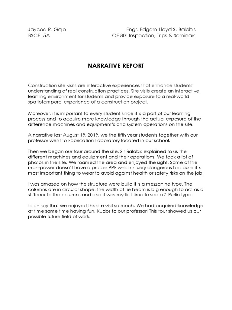 Narrative Report