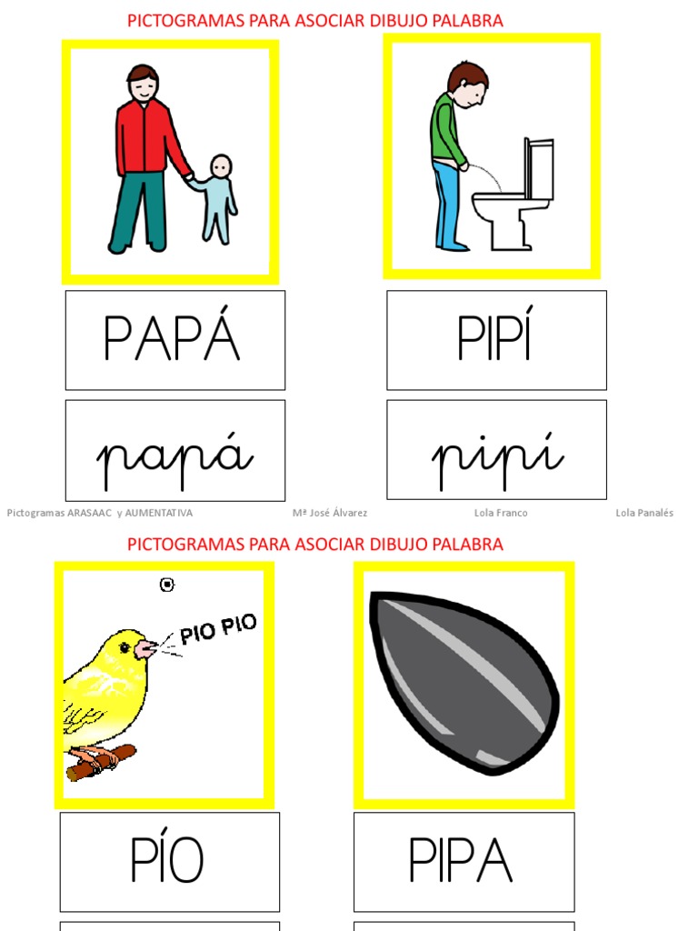 Pictogramas y Fonemas con P | PDF | Artes del Lenguaje y Comunicación