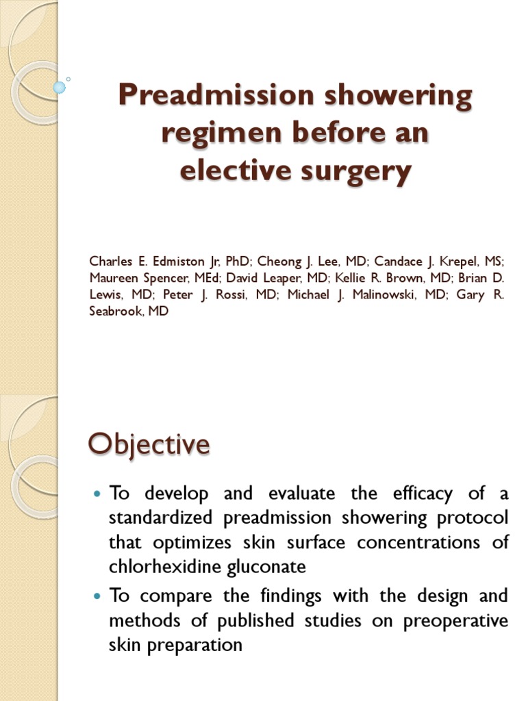 Preoperative Chlorhexidine Bath | Download Free PDF | Surgery | Health ...
