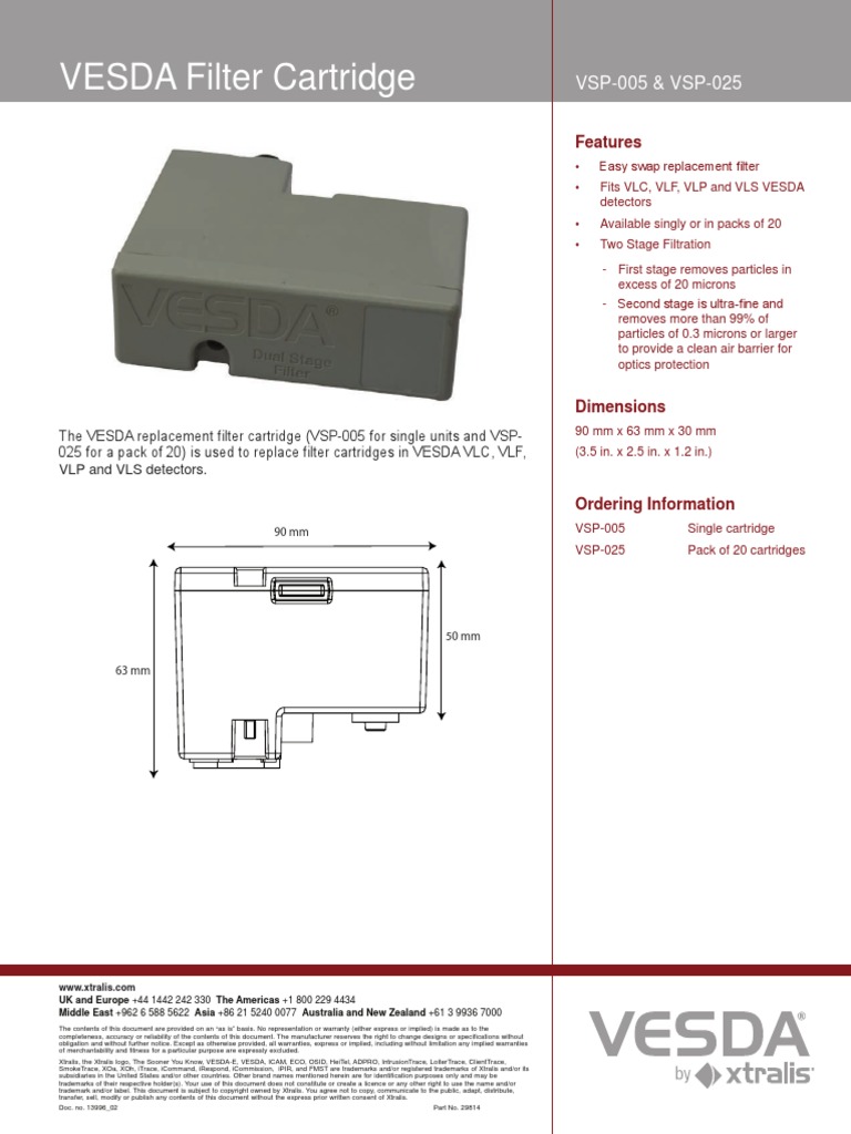 02 VESDA Filter Cartridge VSP-005 TDS AQ Lores | PDF | Trademark ...