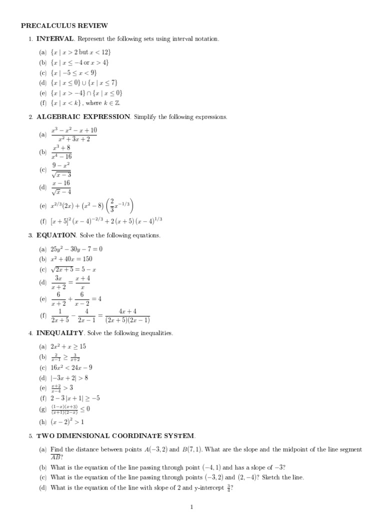 Pre Calculus Review | PDF | Circle | Function (Mathematics)