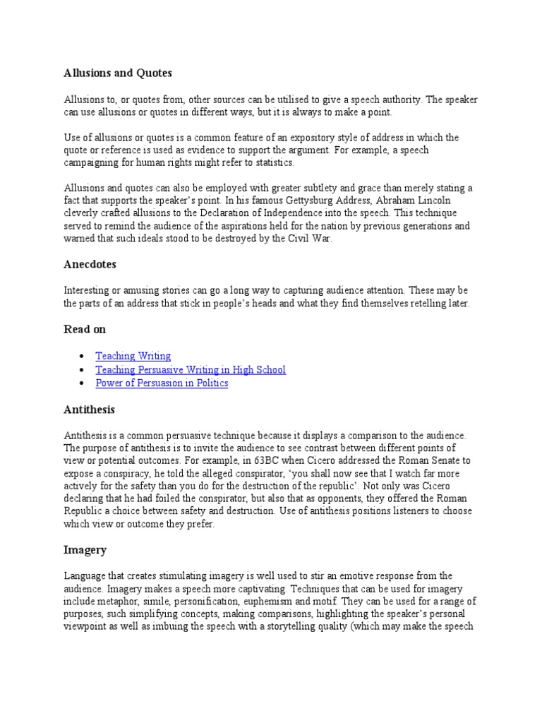 Allusions and Quotes | PDF | Question | Rhetoric