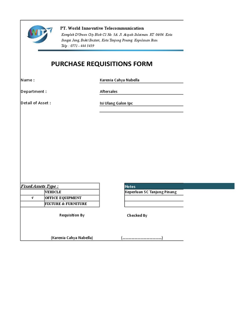 Form Pengajuan Dan PO WIT | PDF | Business