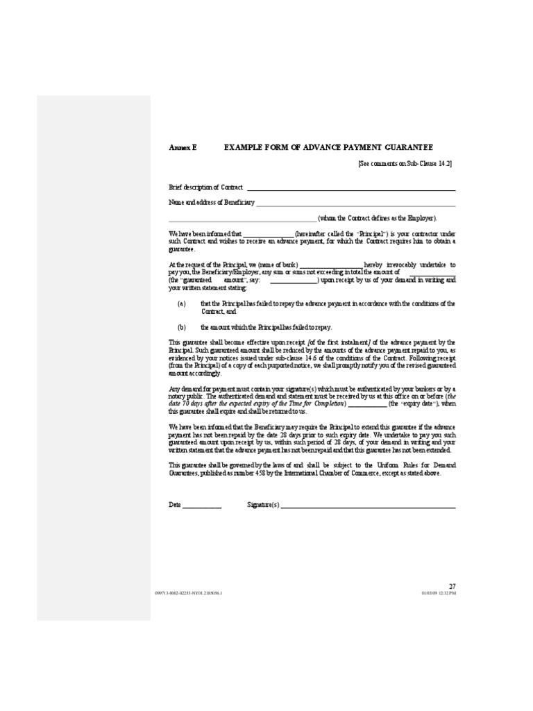 Advance Payment Guarantee Template | PDF | Guarantee | Civil Law (Legal ...