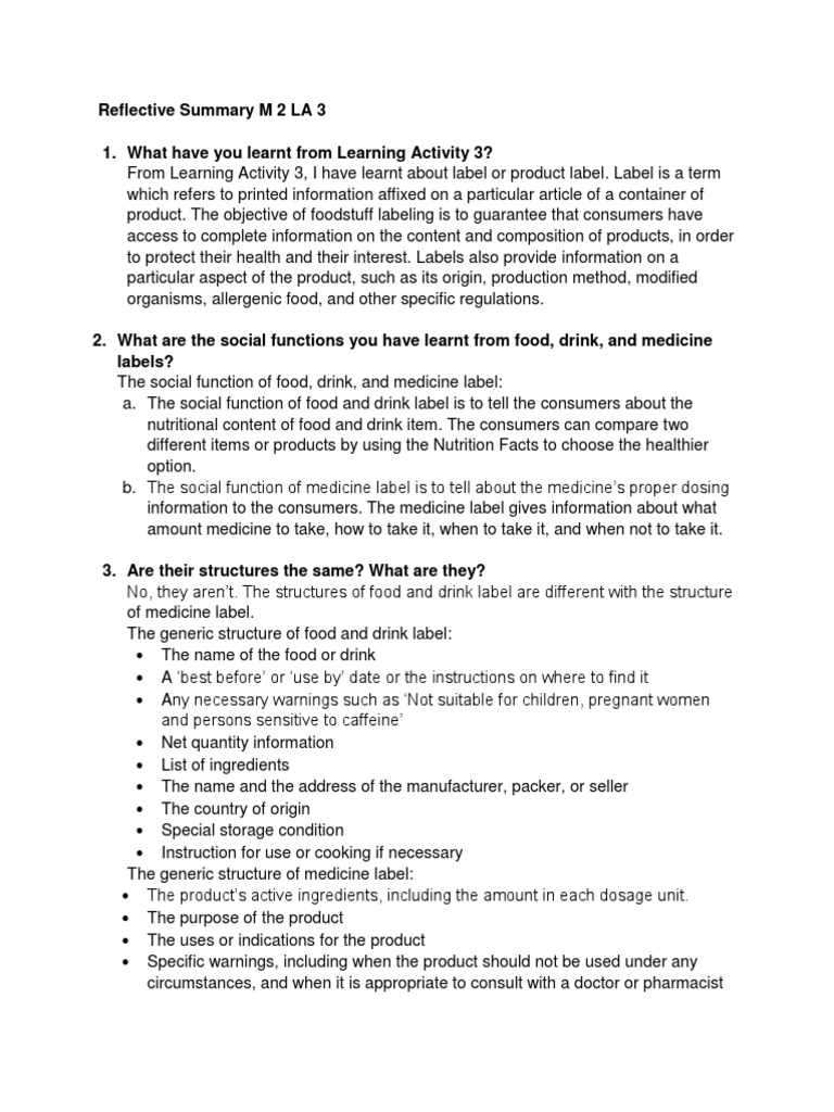 Reflective Summary M 2 LA 3 | PDF | Dose (Biochemistry) | Chemistry