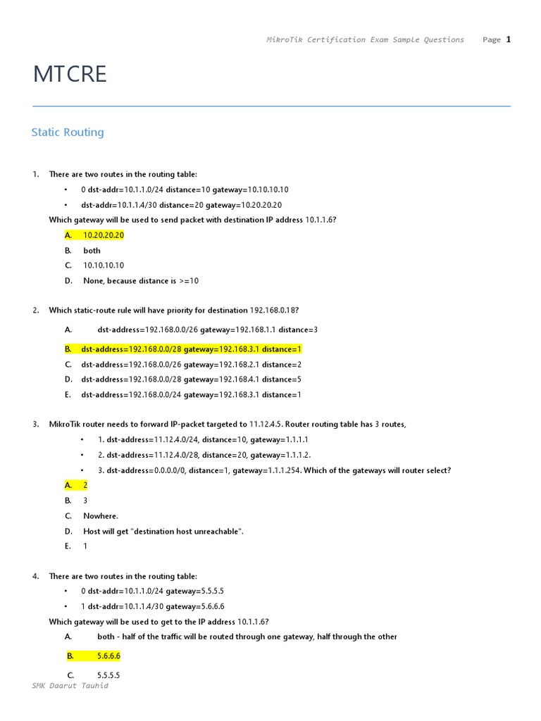 Soal MTCRE | PDF | Router (Computing) | Ip Address