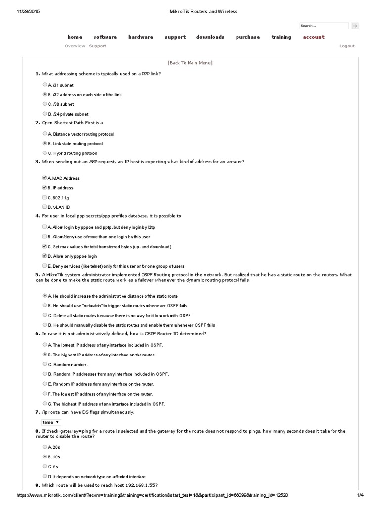 Mtcre Example Test PDF | PDF | Router (Computing) | Ip Address