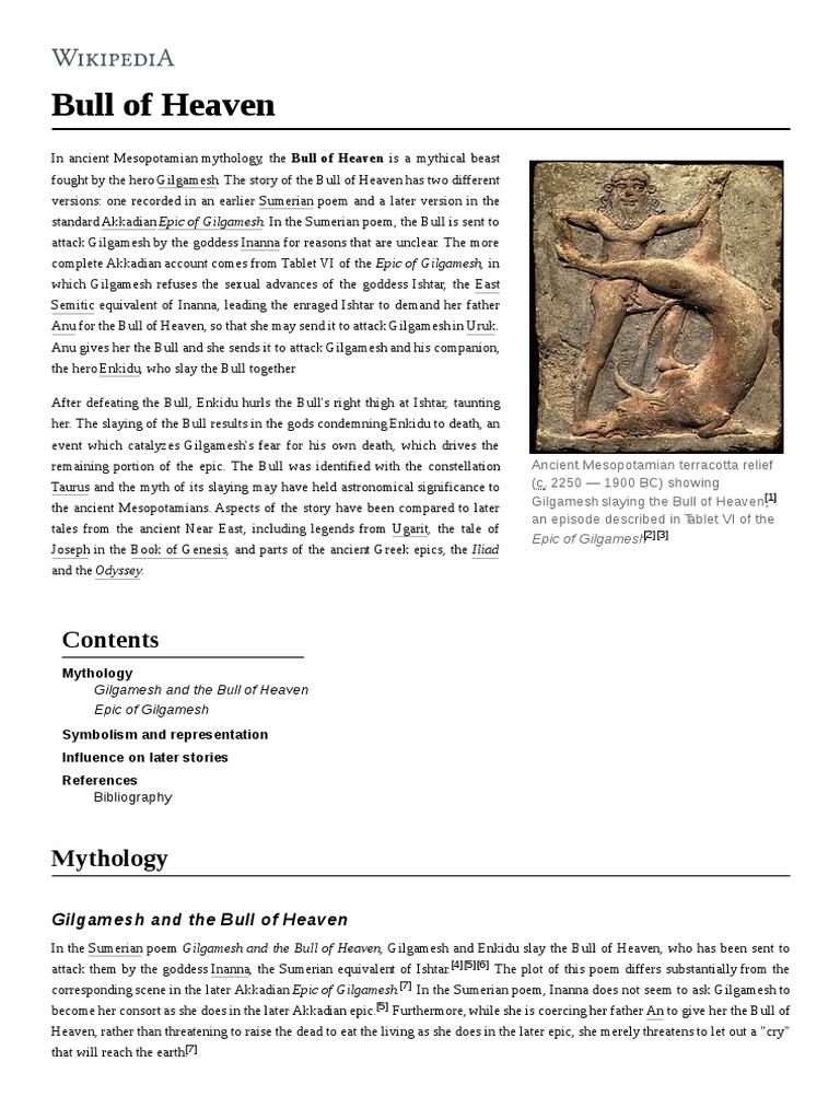 Bull of Heaven | PDF | Epic Of Gilgamesh | Mesopotamian Mythology