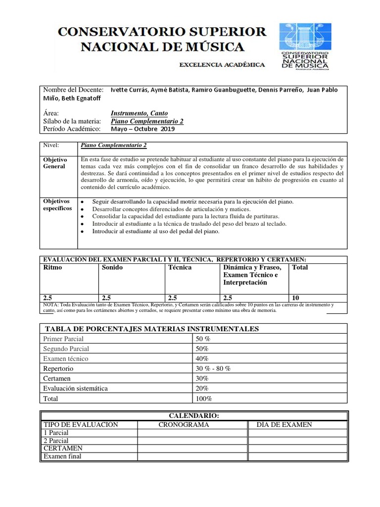 Piano Complementario 2 | PDF | Piano | Tempo