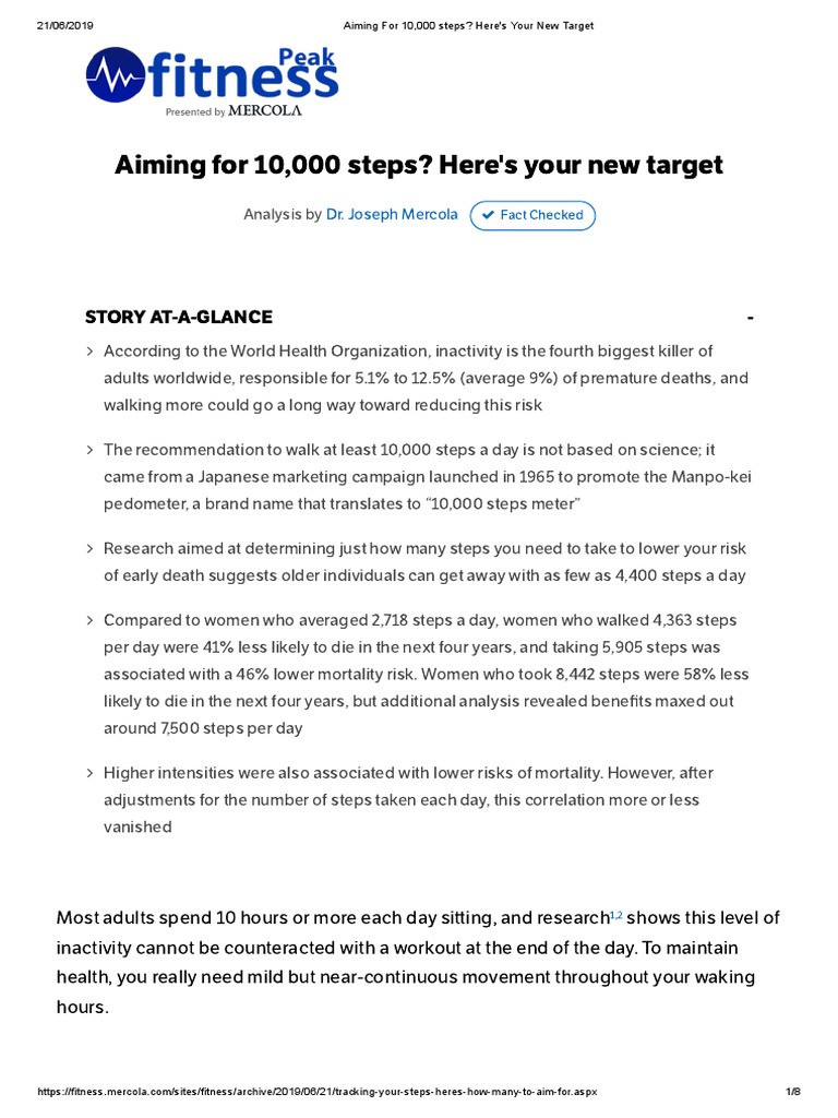 Rethinking the 10,000 Steps Goal | PDF | Chronic Condition | Walking