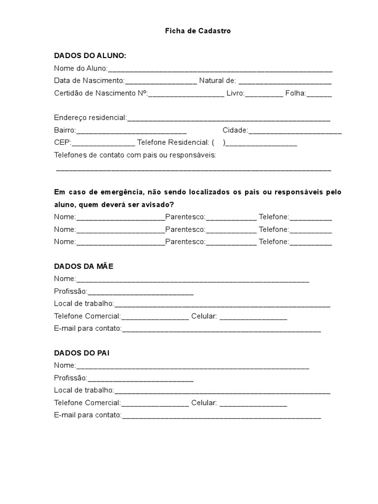 Ficha de Cadastro | PDF