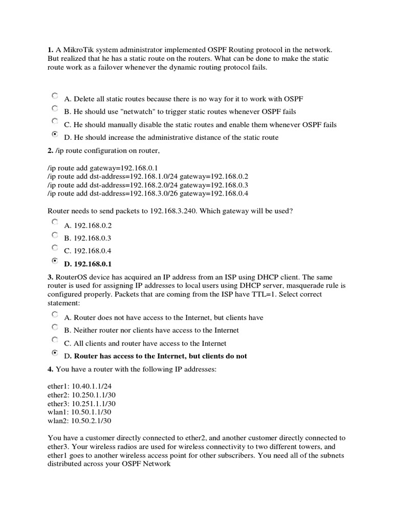 SOAL + JAWABAN MTCRE 1 - Kusuma PDF | PDF | Router (Computing) | Ip Address
