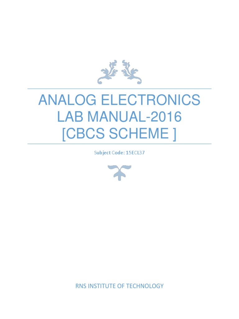 RNS Analog Electronics Lab Manual 2016 CBCS | PDF | Rectifier | Amplifier