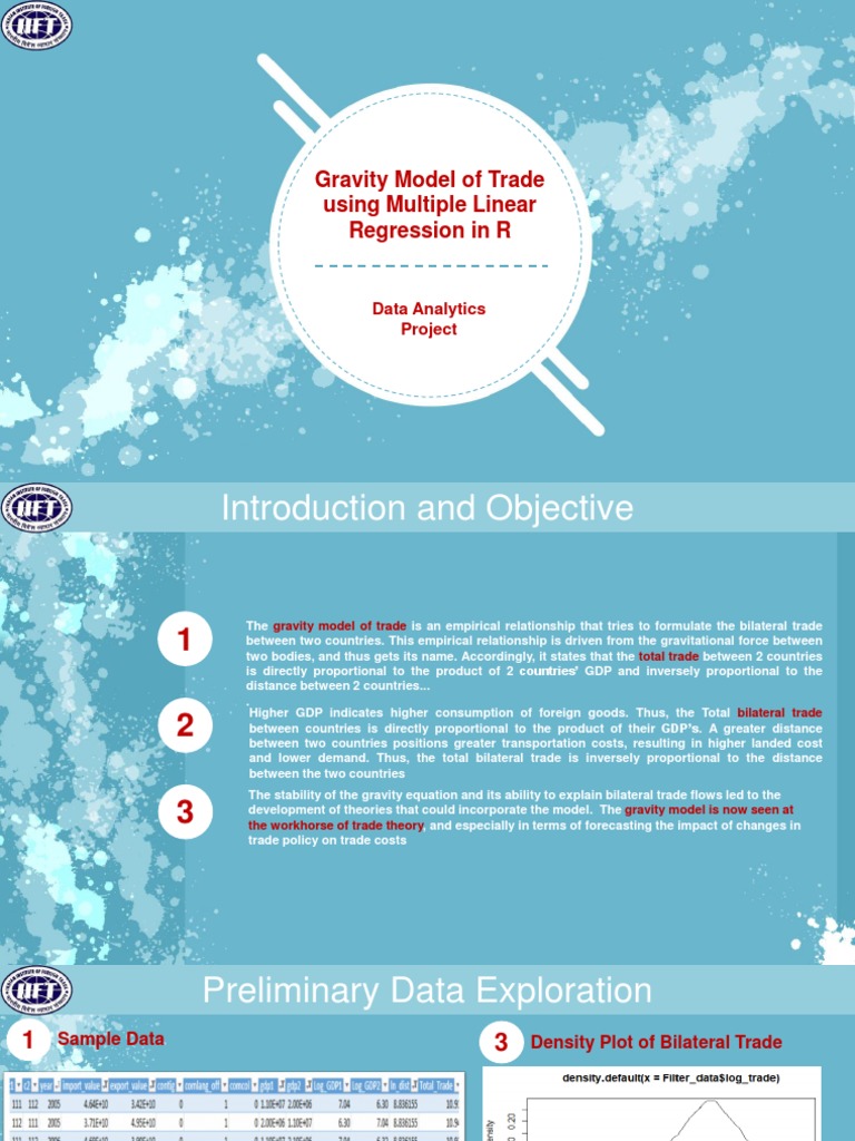 Gravity Model of Trade Using Multiple Linear Regression in R | PDF