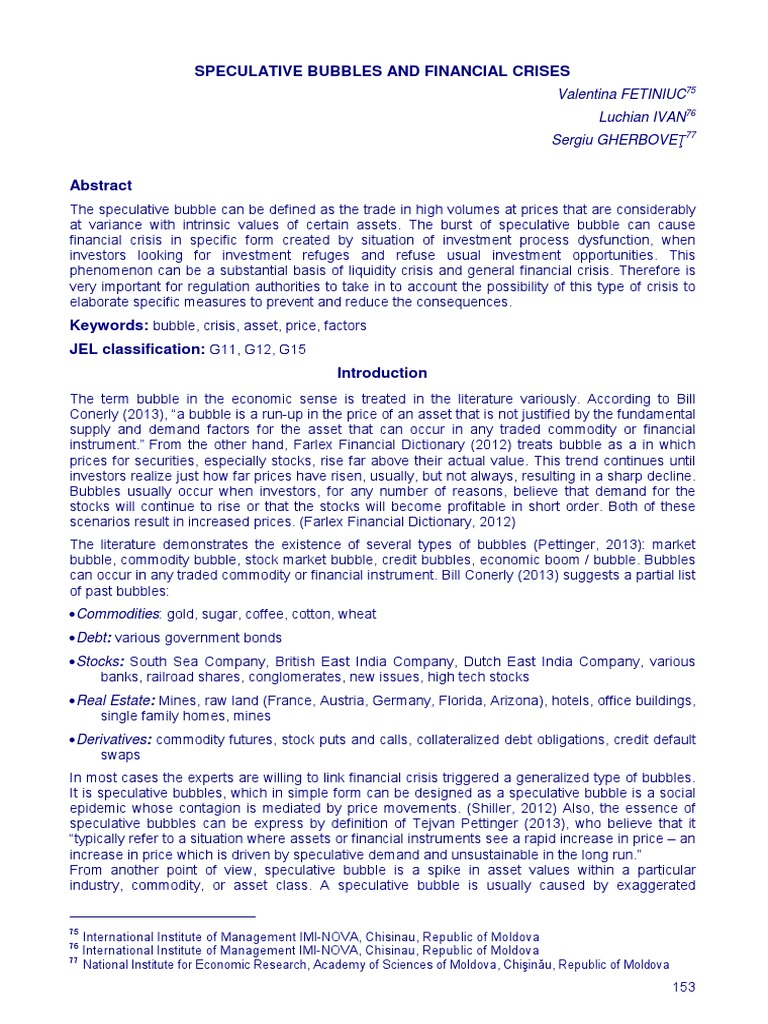 Speculative Bubbles And: Financial Crises | PDF | Economic Bubble | Speculation