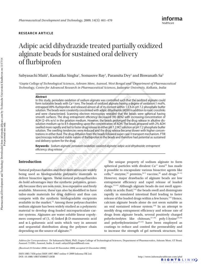 Adipic Acid Dihydrazide | PDF | Cross Link | Ph