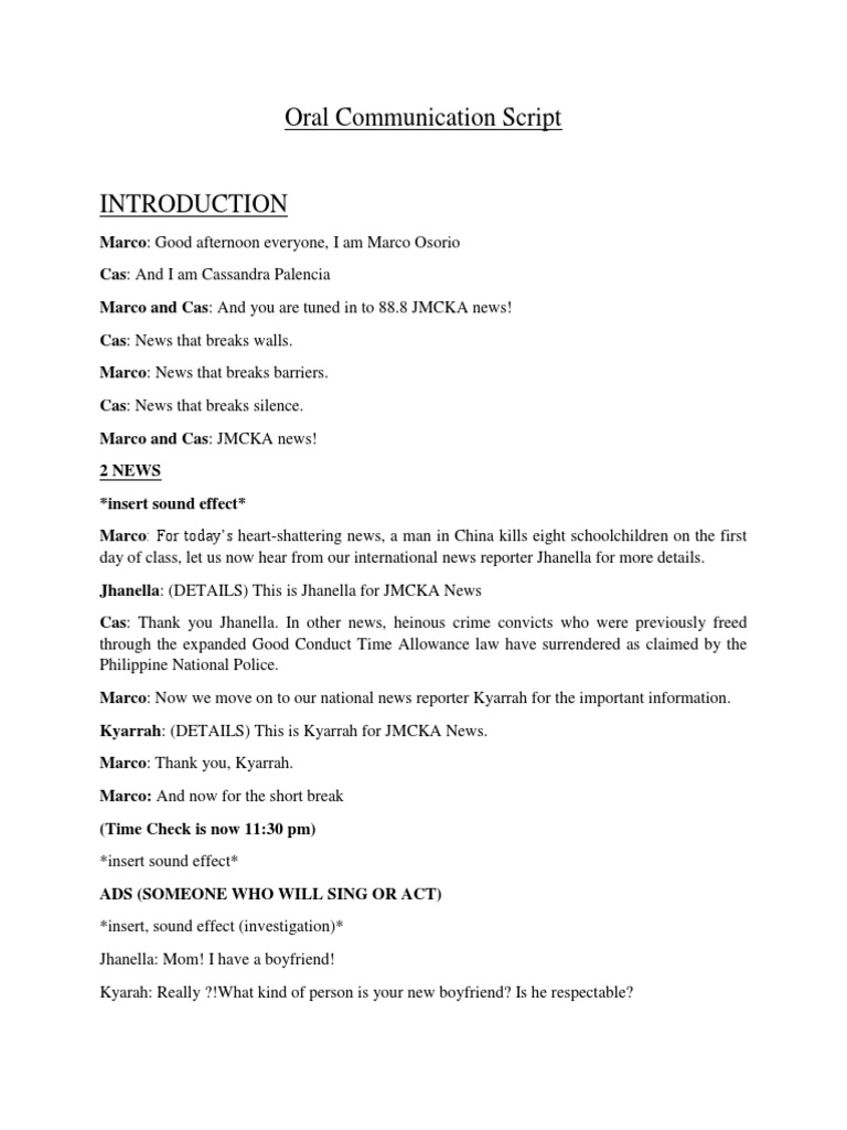 Oral Communication Script REVISED 5 | PDF