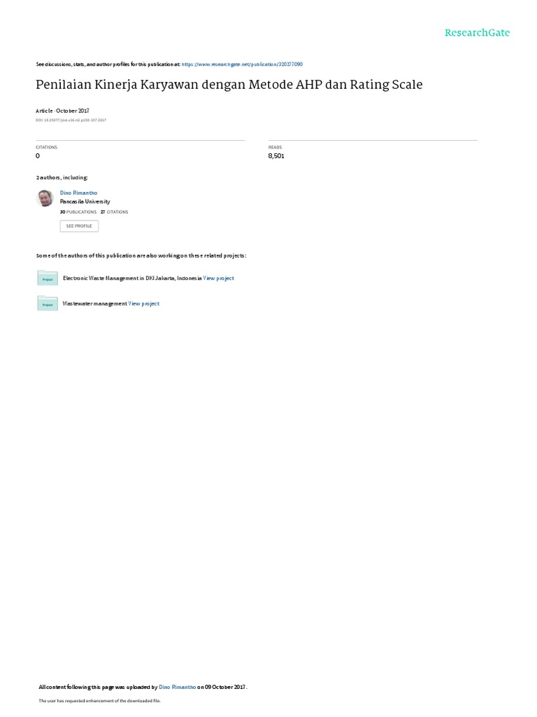 Penilaian Kinerja Karyawan Dengan Metode AHP Dan Rating Scale | PDF ...