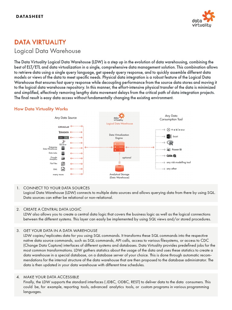 Data Virtuality LDW - Datasheet | PDF | Databases | Data Warehouse