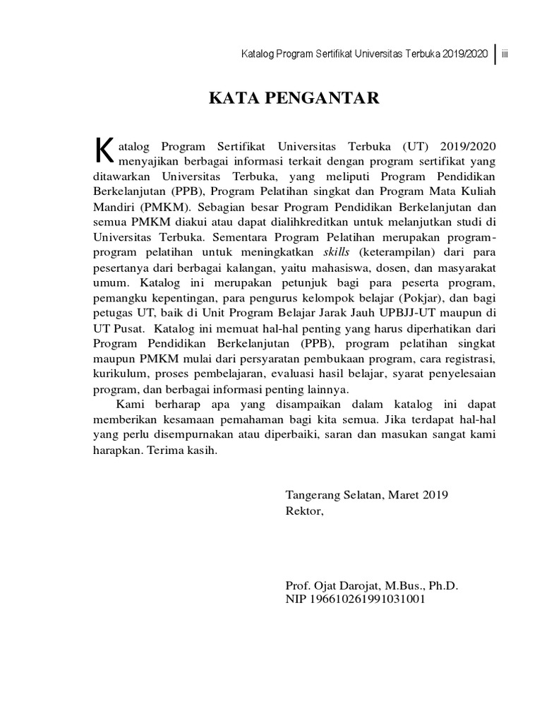 Katalog Program Sertifikat Universitas Terbuka 2019 2020 PDF | PDF | Sains & Matematika