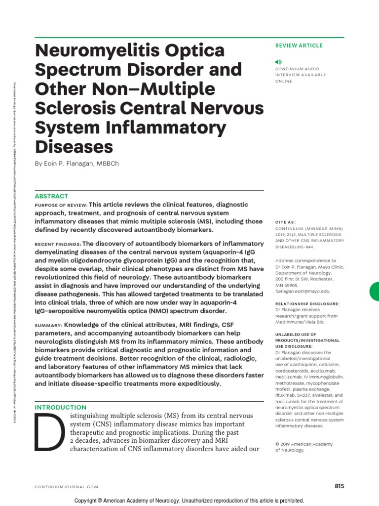 Neuromyelitis Optica Spectrum Disorder and Other.15 | PDF | Multiple Sclerosis | Neurology