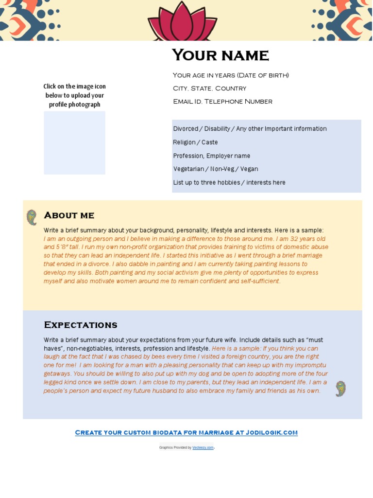 Marriage Biodata Format Simple | PDF