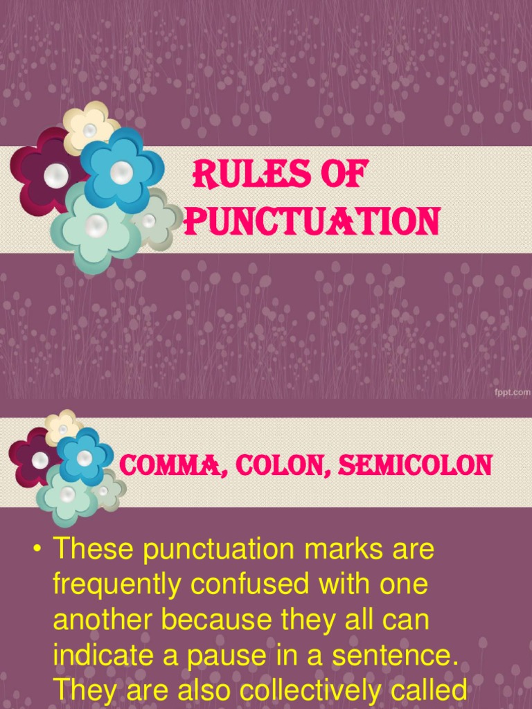 Rules of Punctuation: Commas, Colons, Semicolons (39 | PDF | Comma | Verb