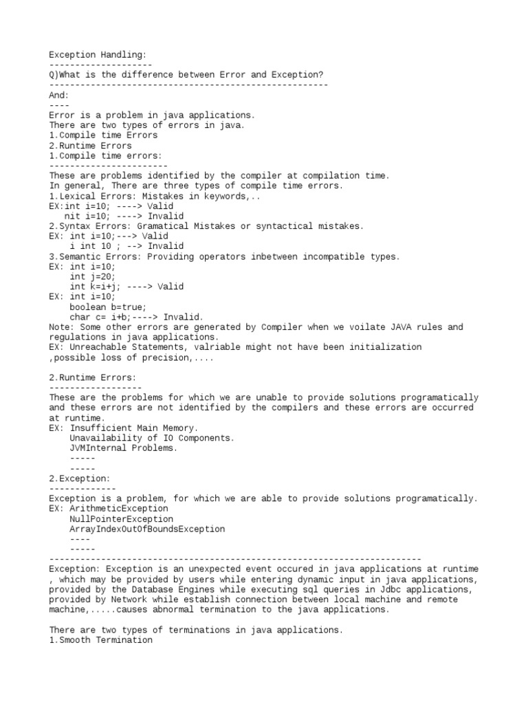 Exception Handling | PDF | Java (Programming Language) | Class (Computer Programming)