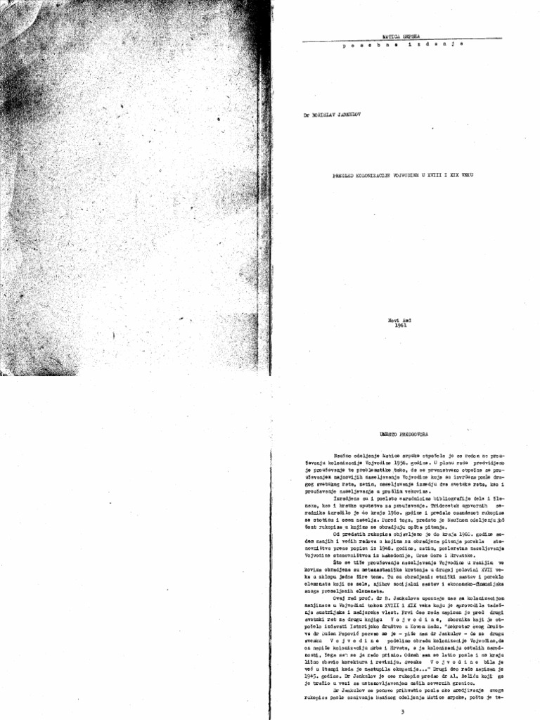 Vojvodina Kolonizacija - 18. I 19. Vek | PDF