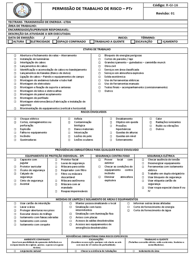 PT - Permissão de Trabalho | PDF | Eletricidade | Natureza