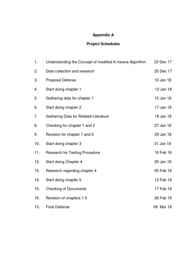Appendix A Project Schedules | PDF