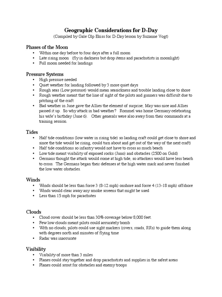 Geographic Considerations For D-Day: Phases of The Moon | PDF ...