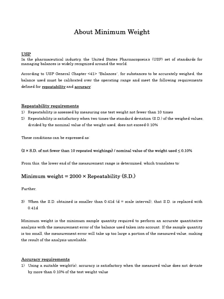 Peso Mínimo USP | PDF | Standard Deviation | Weight