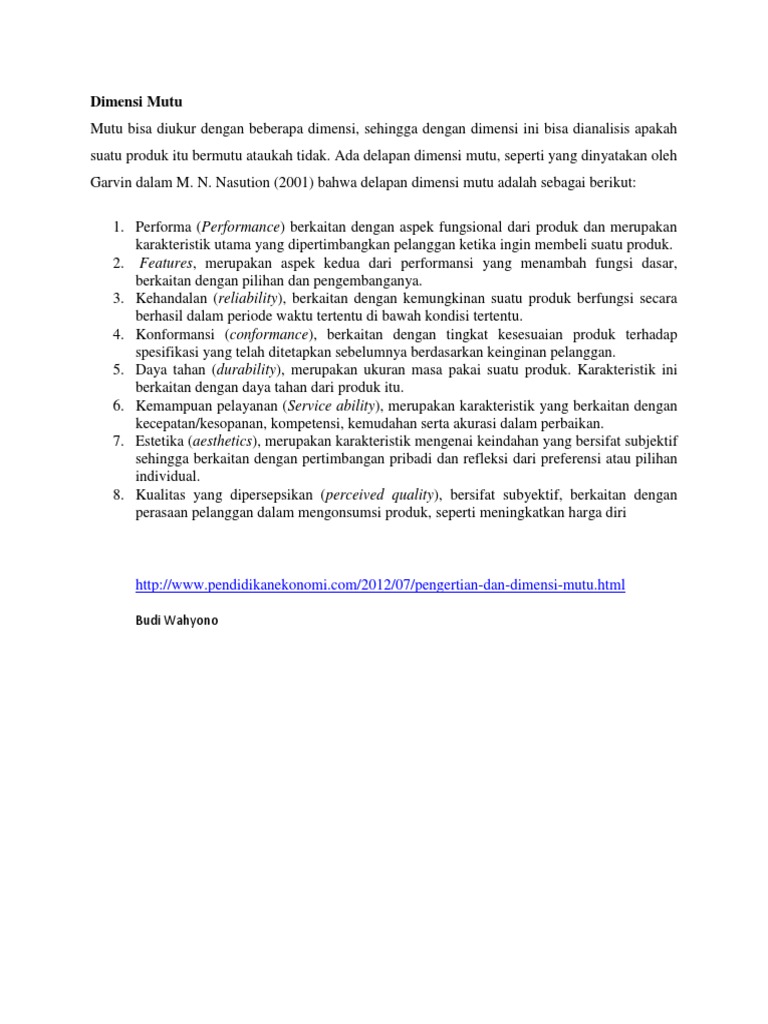 Dimensi Mutu | PDF