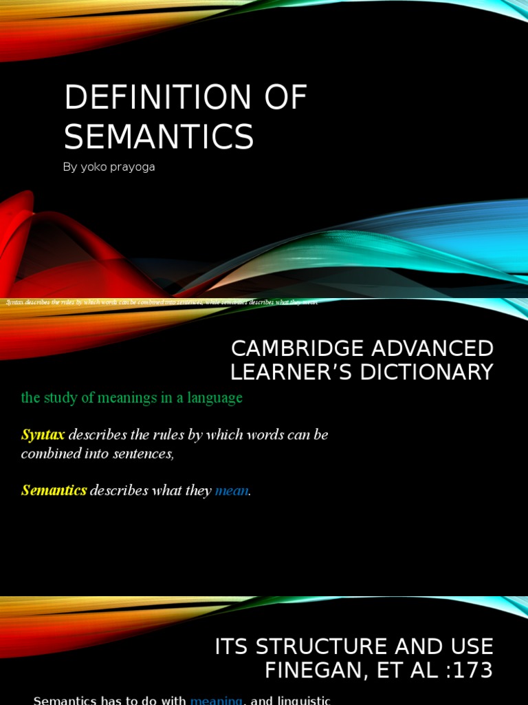 Definition of Semantics | PDF