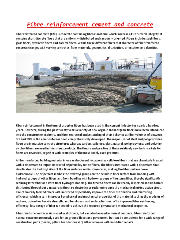 Fiber Reinforcement Cement and Concrete Tp | Concrete | Building Technology