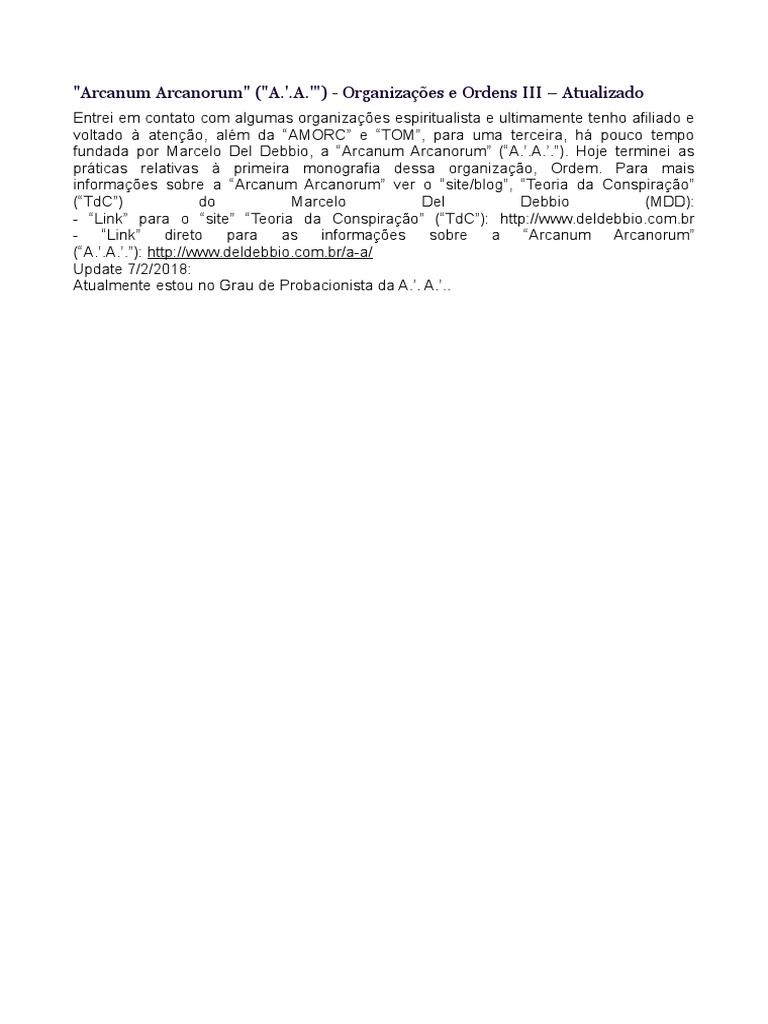 Arcanum Arcanorum | PDF