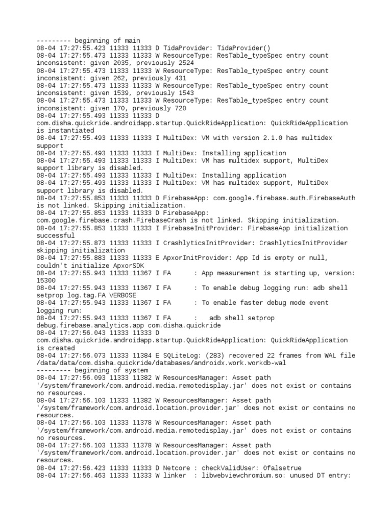 QuickRide Logcat | PDF | Library (Computing) | Java (Programming Language)